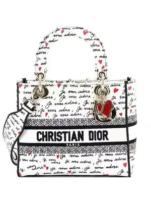Dior Lady D-lite Embroidered Canvas Medium Satchel - Multicolour