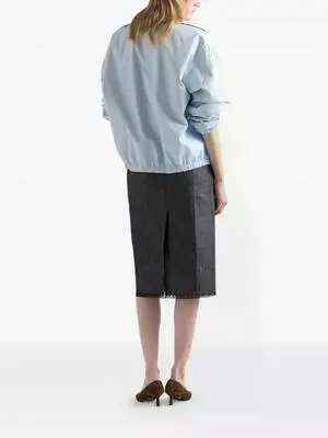Prada Chambray Skirt With Lace Trim - Grey