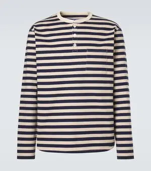 Junya Watanabe Striped Cotton Jersey T-shirt - Blue