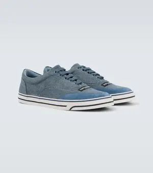 Dolce & Gabbana Suede-trimmed Fabric Lace-up Sneakers - Blue
