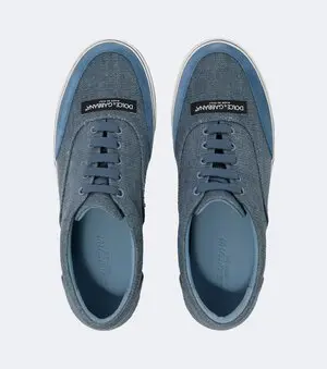 Dolce & Gabbana Suede-trimmed Fabric Lace-up Sneakers - Blue