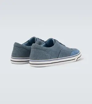 Dolce & Gabbana Suede-trimmed Fabric Lace-up Sneakers - Blue