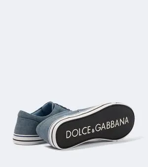 Dolce & Gabbana Suede-trimmed Fabric Lace-up Sneakers - Blue