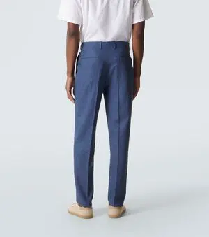 Zegna Slim Fit Linen Trousers - Blue