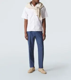 Zegna Slim Fit Linen Trousers - Blue