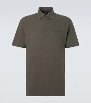 Zegna Cotton Pique Polo Shirt - Grey
