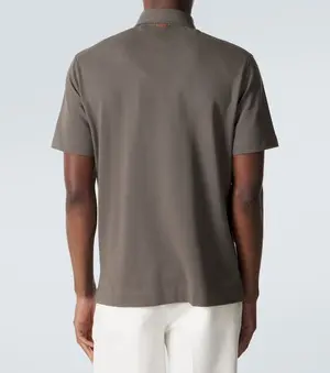 Zegna Cotton Pique Polo Shirt - Grey