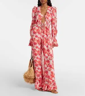 BANANHOT Bowie Floral Fla Pants - Red
