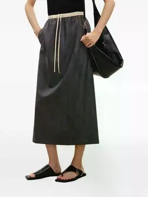 LESS H-line Checked Midi Skirt - Grey