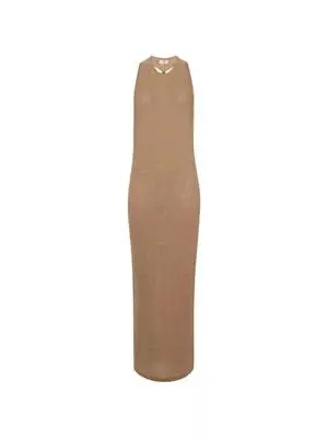 Elisabetta Franchi Knit Twisted Necklace Dress - Neutrals