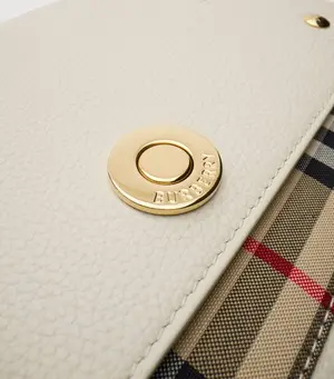 Burberry Leather Note Cross-body Bag With Iconic Check Detail - Neutral