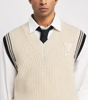 AMI Paris Wool-cotton De Coeur Sweater Vest