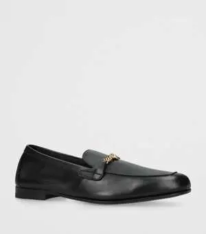 Versace Leather Medusa Chain Loafers