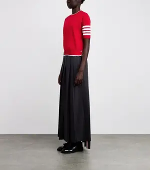 Thom Browne Short-sleeve Wool-blend 4-bar Sweater