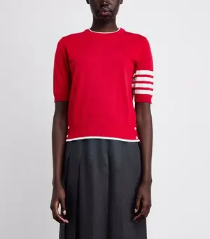 Thom Browne Short-sleeve Wool-blend 4-bar Sweater