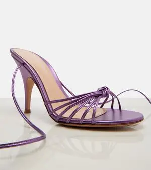 GIANVITO ROSSI Metallic Leather Lace-up Sandals - Purple