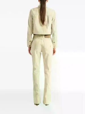 Balmain Beige Faded Denim Cropped Jacket