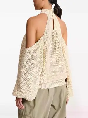 Balmain Cotton Knit Open-shoulder Jumper