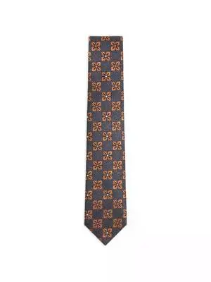 Valentino Garavani Valentie Silk And Jacquard Tie With Design - Blue