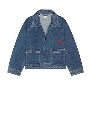 BODE Embroidered Denim Jacket - Indigo