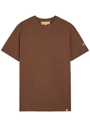 NOW YOU LIVE Arensby Logo-embroidered Cotton T-shirt - Brown