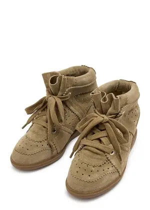 Isabel Marant Étoile Bobby 50 Perforated Suede Wedge High Top Sneakers - Brown
