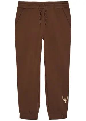 NOW YOU LIVE Magna Logo-embroidered Cotton-blend Sweatpants - Brown