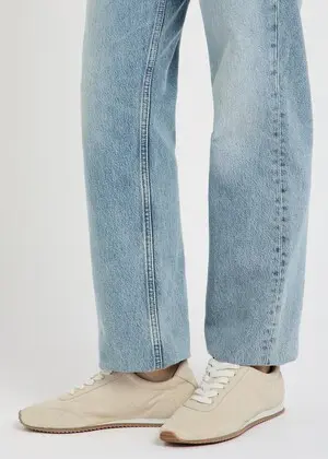 TOTEME Suede Lace-up Sneakers - Cream