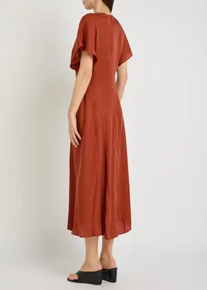 AKYN Hollie V-neck Lyocell Midi Dress
