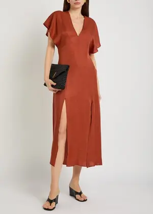 AKYN Hollie V-neck Lyocell Midi Dress