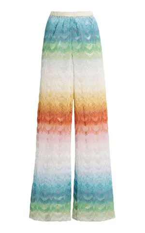 Missoni Missoni Chevron Knit Metallic Wide-Leg Pants Multi