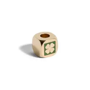 Miu Miu Enameled Metal Dice Charm With Four-leaf Clover Motif - Mango