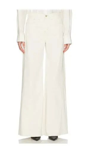 L'Agence Beau High Rise T-seam Wide Leg Jean - White