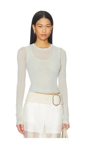 Helmut Lang Mesh Layered Long Sleeve Top - Mint