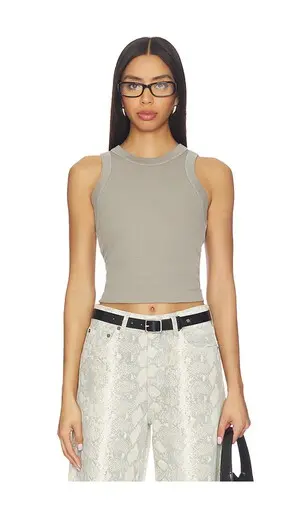 AGOLDE Leigh Ribbed Racerback Tank Top - Grey