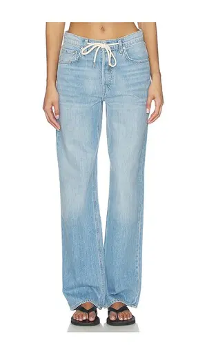 GRLFRND Low Rise Boyfriend Drawstring Jeans - Blue