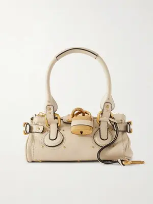 Chloé Paddington Embellished Textured-leather Tote - Neutrals