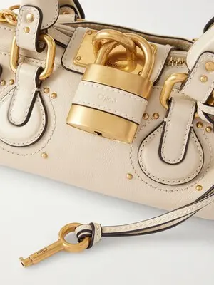 Chloé Paddington Embellished Textured-leather Tote - Neutrals