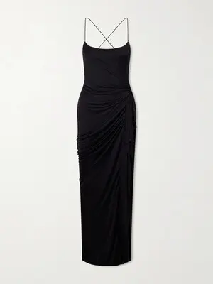 Versace Draped Jersey Gown - Black