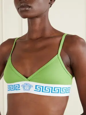 Versace Ribbed Cotton-blend Jersey Bralette