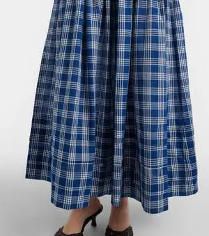 DÔEN Valenne Checked Cotton Midi Dress
