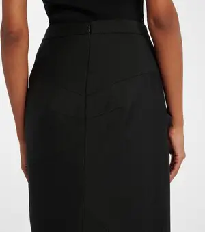 Givenchy Draped Wool And Mohair Midi Skirt