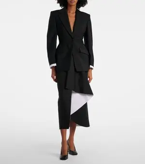 Givenchy Draped Wool And Mohair Midi Skirt
