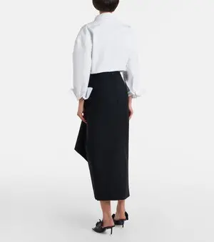 Givenchy Draped Wool And Mohair Midi Skirt
