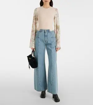MAISON MARGIELA Floral Print Sleeve Bodysuit