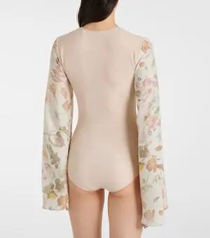 MAISON MARGIELA Floral Print Sleeve Bodysuit