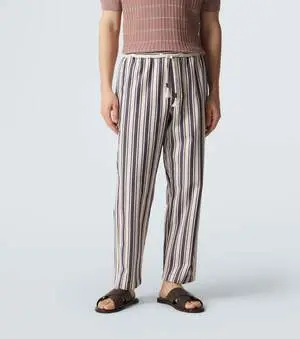 Orlebar Brown Striped Cotton Straight Leg Trousers