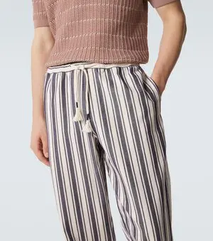 Orlebar Brown Striped Cotton Straight Leg Trousers