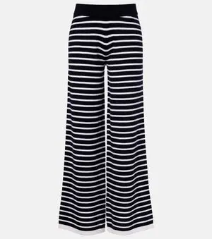 Jardin Des Orangers Striped Cashmere Wide-leg Pants - Blue