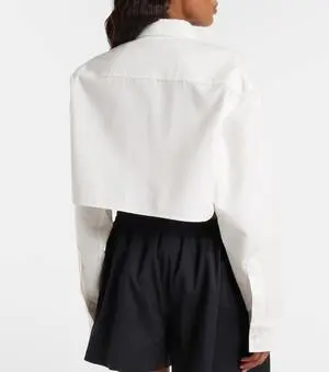 Balenciaga Cropped Cotton And Silk Poplin Shirt